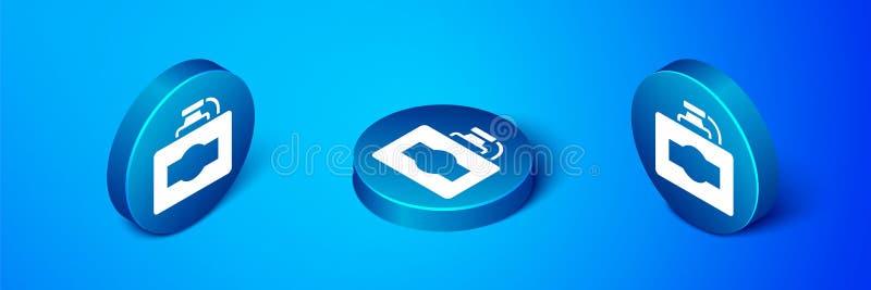 Isometric Cardboard Box of Wine Icon Isolated on Blue Background. Blue ...