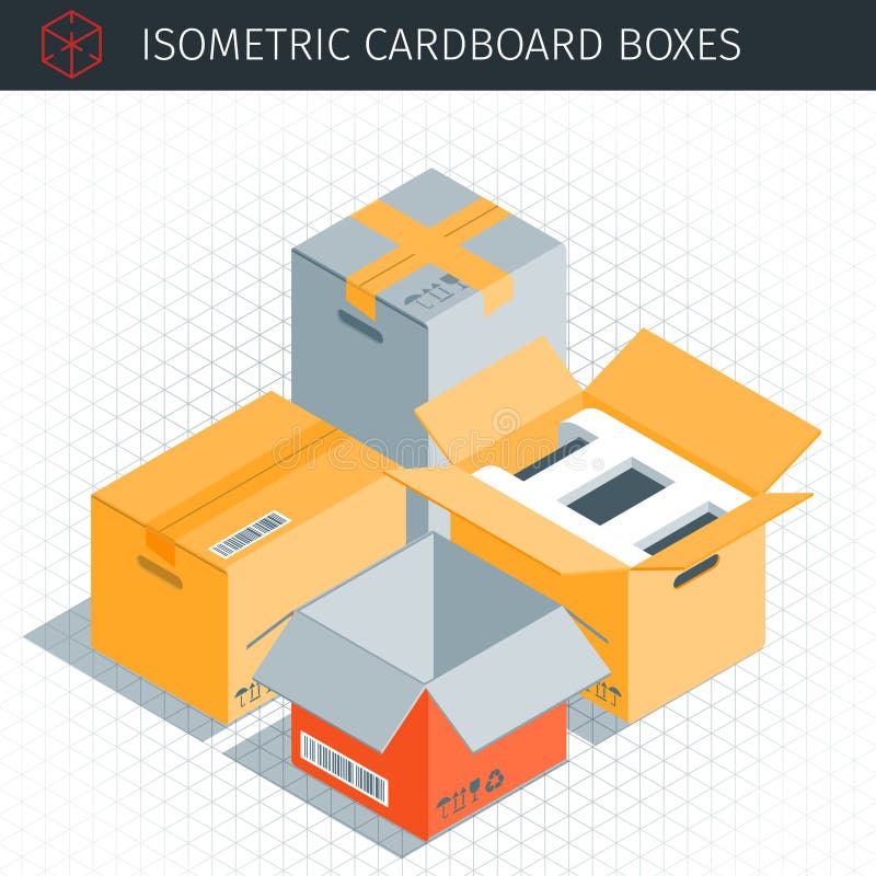 Isometric Cardboard Box Packaging , Vector Illustration Design Stock ...