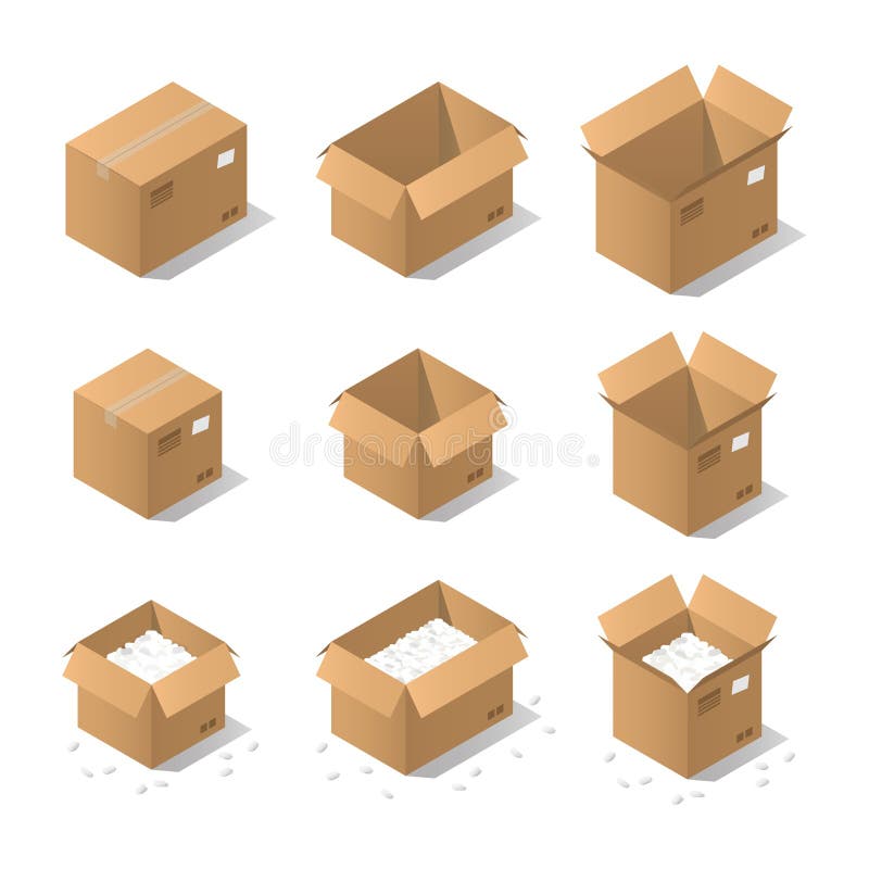 Isometric Cardboard Box Packaging , Vector Illustration Design Stock ...