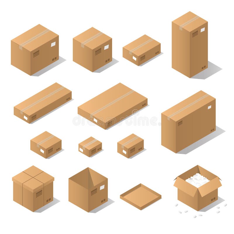 Isometric Cardboard Box Packaging , Vector Illustration Design Stock ...