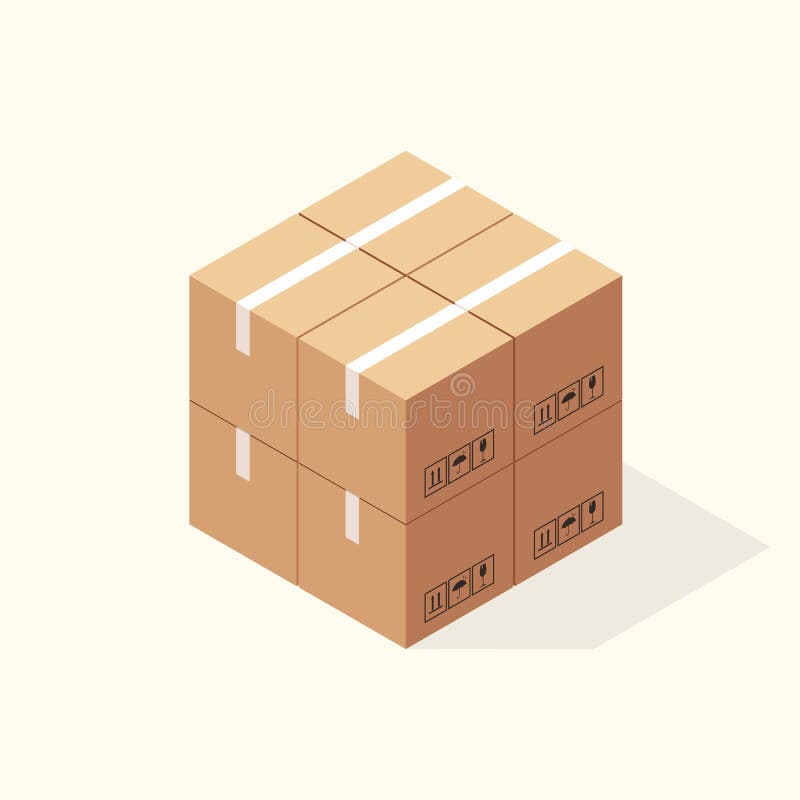 Isometric Cardboard Box Packaging , Vector Illustration Design Stock ...