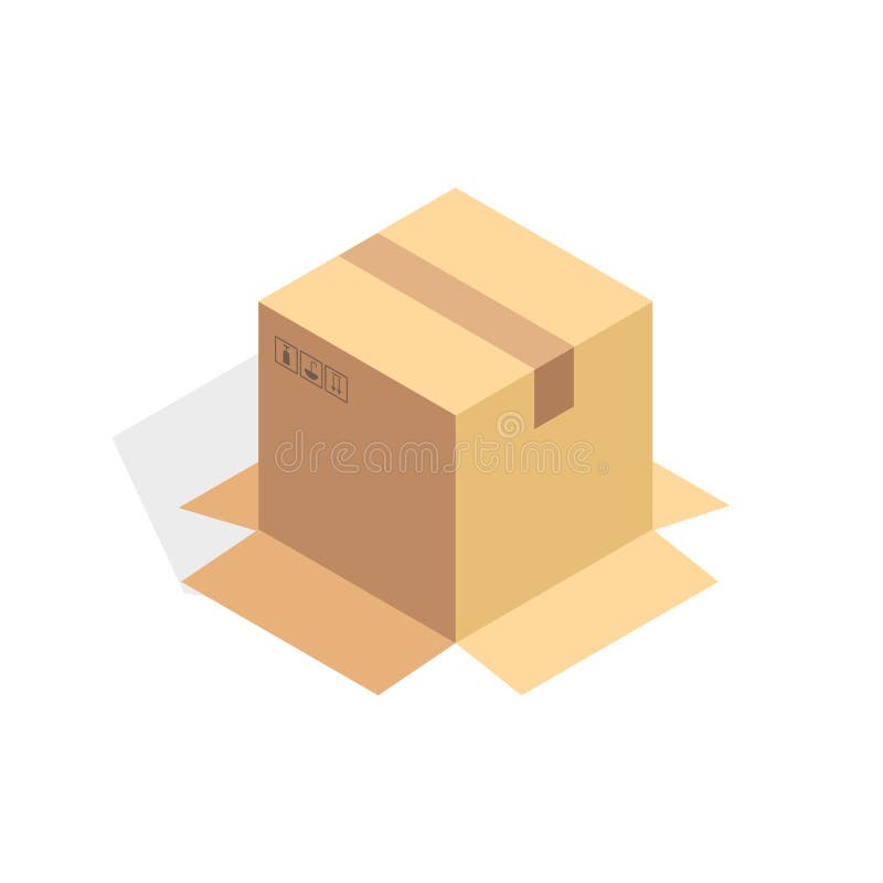 Isometric Cardboard Icon. Cartoon Package Box Illustration Stock ...