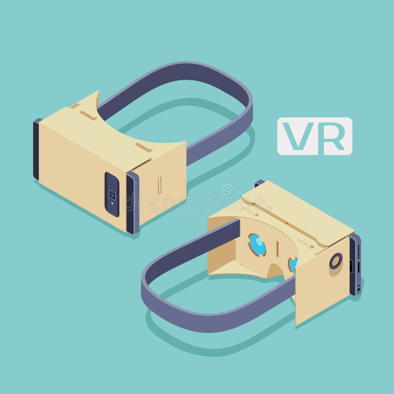 Isometric Cardboard Virtual Reality Headset Stock Vector - Illustration ...