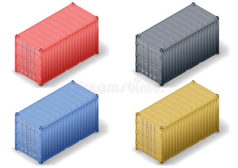 Isometric Cargo Container Set Stock Illustration - Illustration of ship ...