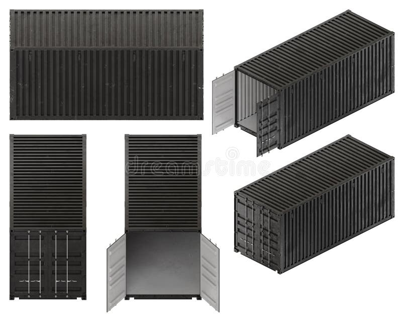 Isometric Cargo Container Set Stock Illustration - Illustration of ...