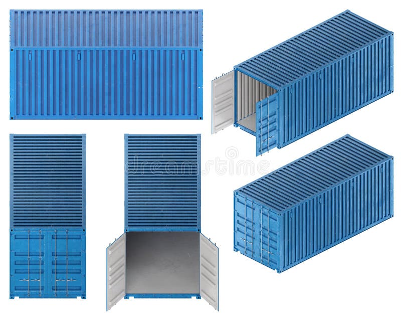 Isometric Cargo Container Set Stock Illustration - Illustration of ...