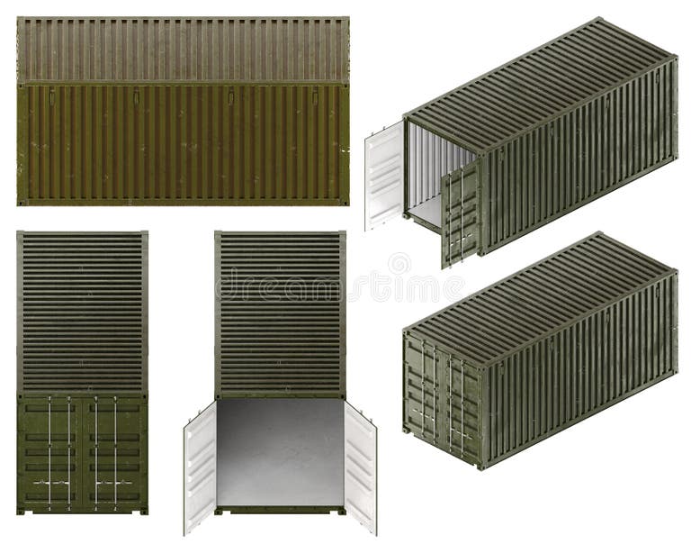 Isometric Cargo Container Set Stock Illustration - Illustration of ...