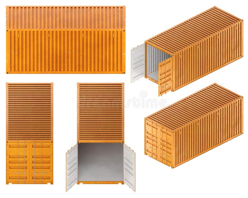 Isometric Cargo Container Set Stock Illustration - Illustration of side ...