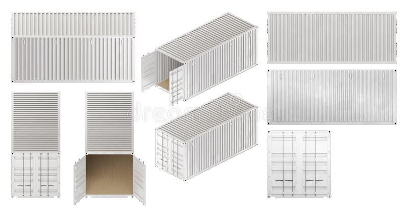 Isometric Cargo Container Set Stock Illustration - Illustration of ...