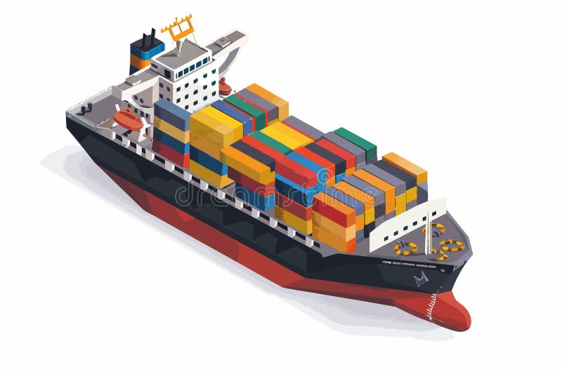 Isometric Cargo Ship with Containers Isolated Stock Vector ...