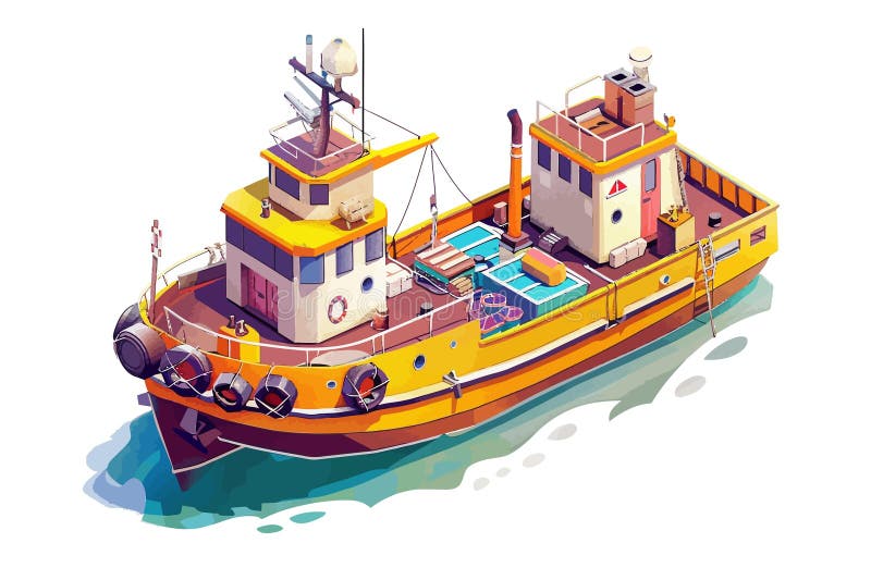 Isometric Cargo Ship Isolated Stock Vector - Illustration of commercial ...