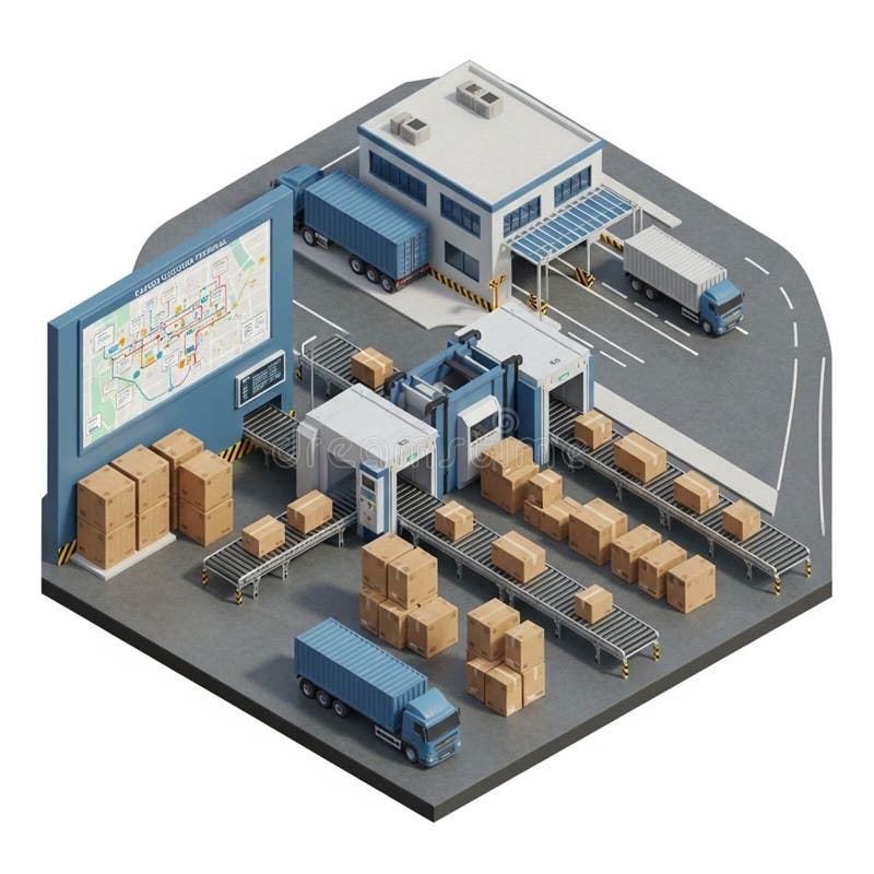 Isometric Cargo Terminal Illustration Stock Illustration - Illustration ...