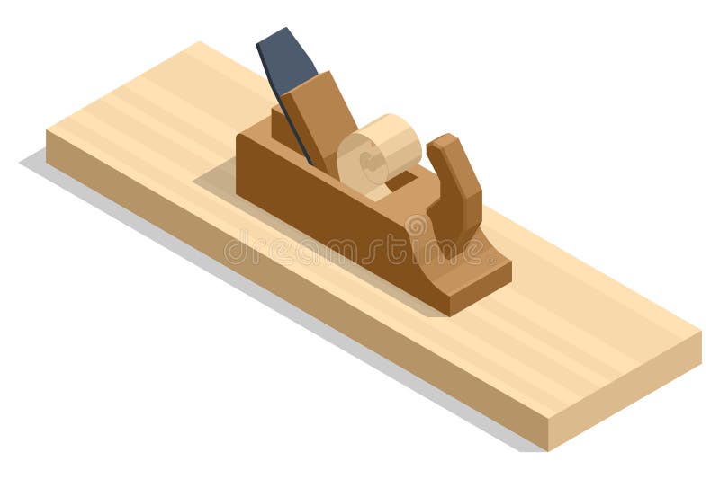 Isometric a Carpenter S Wooden Plane Jointer Placed on a Wooden ... Isometric a Carpenter S Wooden Plane Jointer Placed on a Wooden ...
