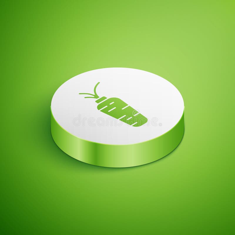 Isometric Carrot Icon Isolated on Green Background. White Circle Button ...