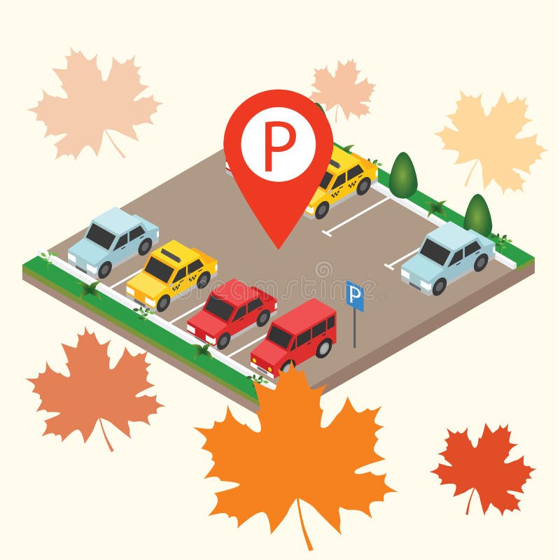 Isometric Cars in the Car Parking. Parking Sign. City Parking Vector ... Isometric Cars in the Car Parking. Parking Sign. City Parking Vector ...