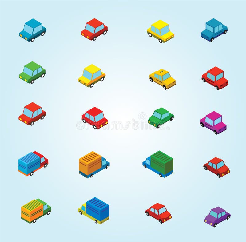 Isometric cars stock vector. Illustration of retro, pack - 30752261