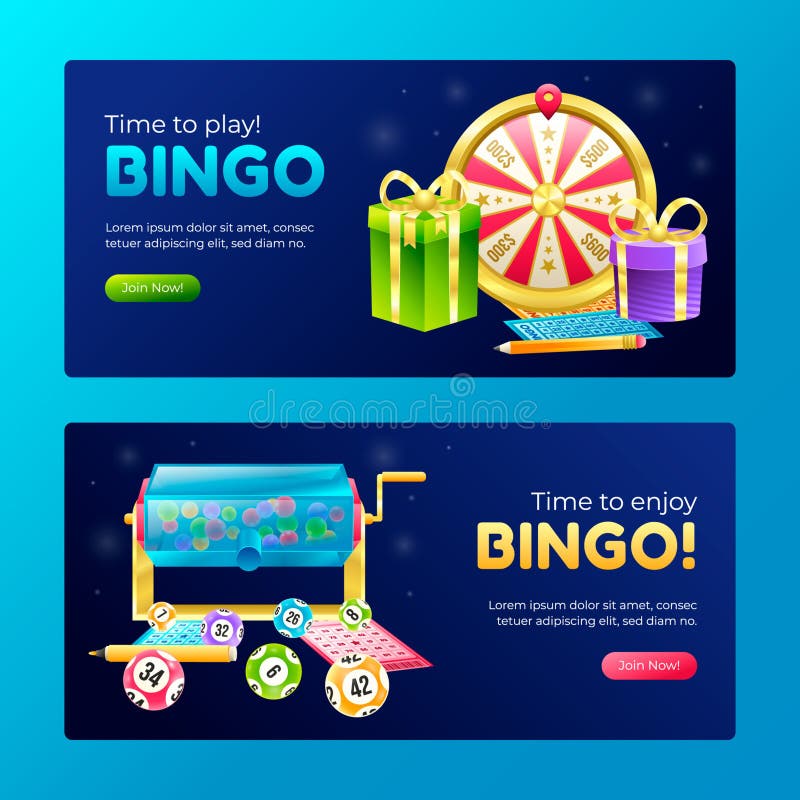 Isometric Cartoon Bingo Game Banner Set Stock Illustration ...
