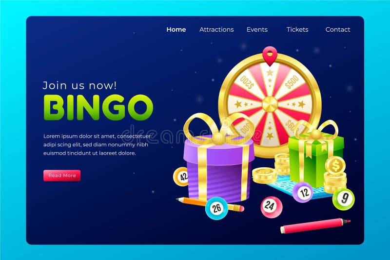 Isometric Cartoon Bingo Game Landing Page Stock Illustration ...