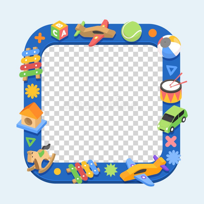 Isometric Cartoon Cute Toys Frame Stock Illustration - Illustration of ...