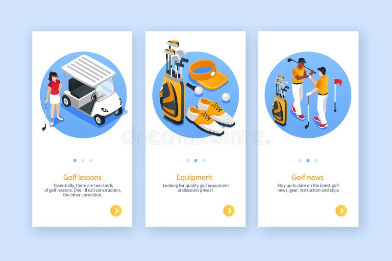 Isometric Cartoon Golf App Design Stock Illustration - Illustration of ...