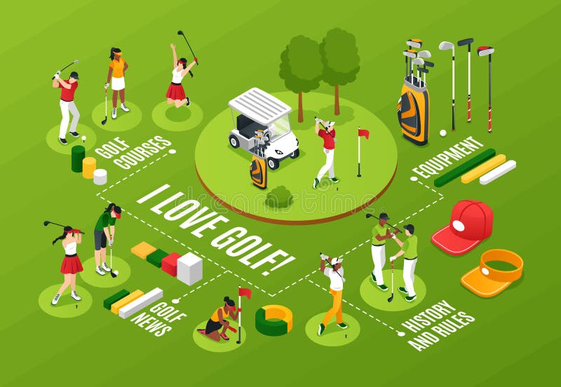 Isometric Cartoon Golf Horizontal Infographics Stock Illustration ...