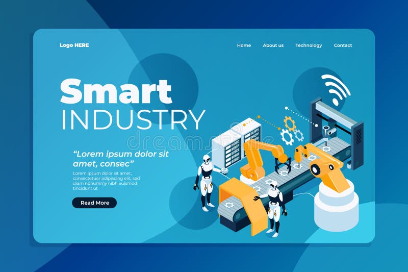 Isometric Cartoon Smart Industry Landing Page Stock Illustration ...