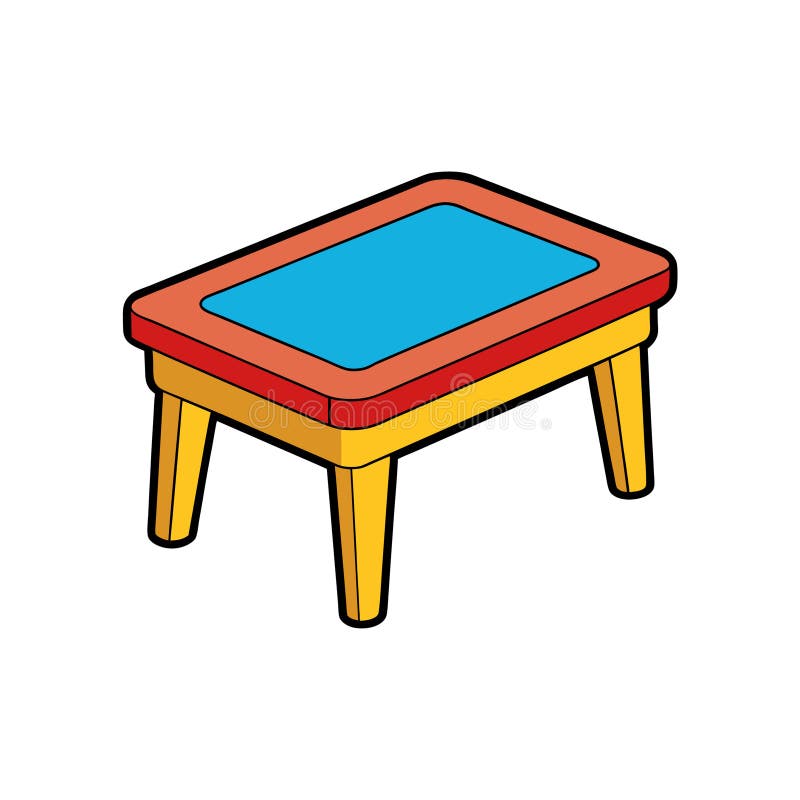 Isometric Cartoon Table with Four Legs and Rectangular Top Stock Photo ...