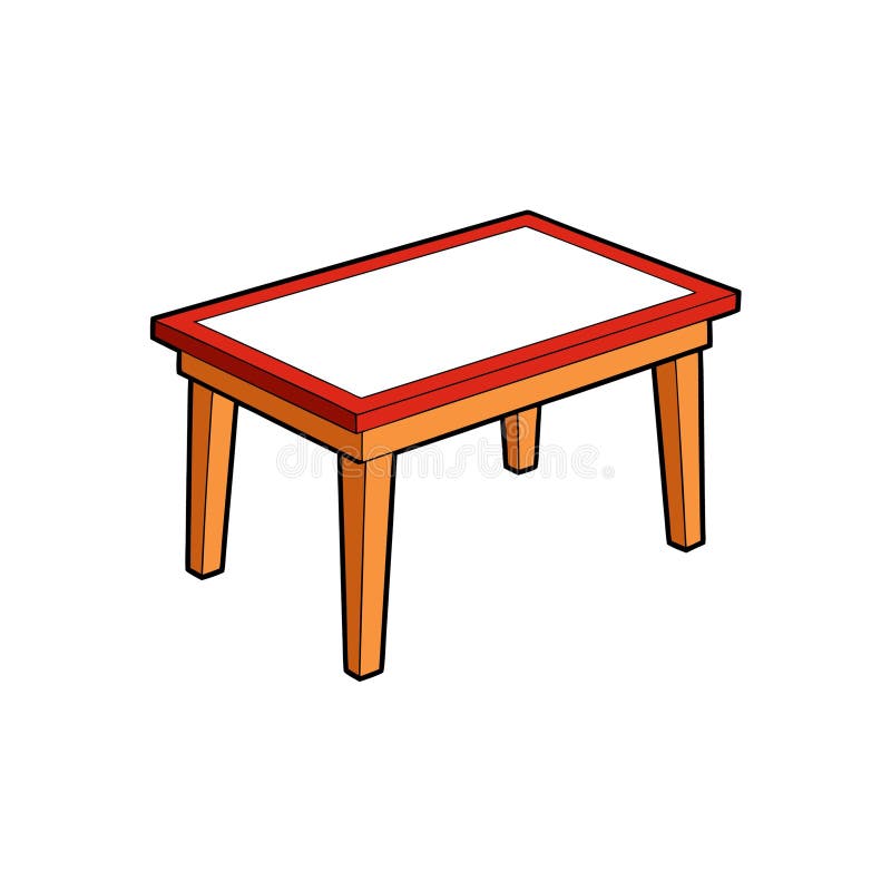 Isolated Orange and Red Table with White Surface Cartoon Stock ...
