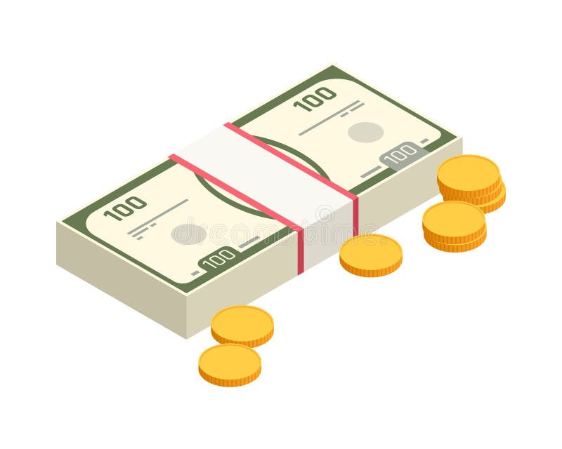 Isometric Cash Icon stock vector. Illustration of banknote - 257240430