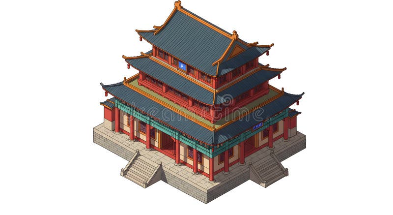 Isometric Castle China with the Unique Vibe Stock Illustration ...