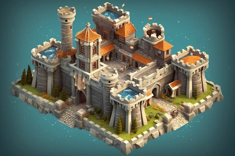 Isometric Castle for Game Asset. Generative Ai Stock Illustration ...
