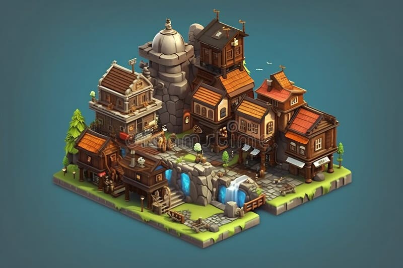 Isometric Castle for Game Asset. Generative Ai Stock Illustration ...