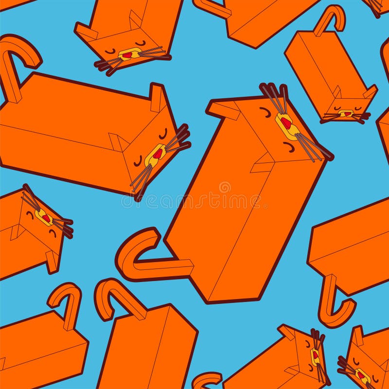 Isometric Cat Pattern Seamless. Geometric Pet Background Stock Vector ...