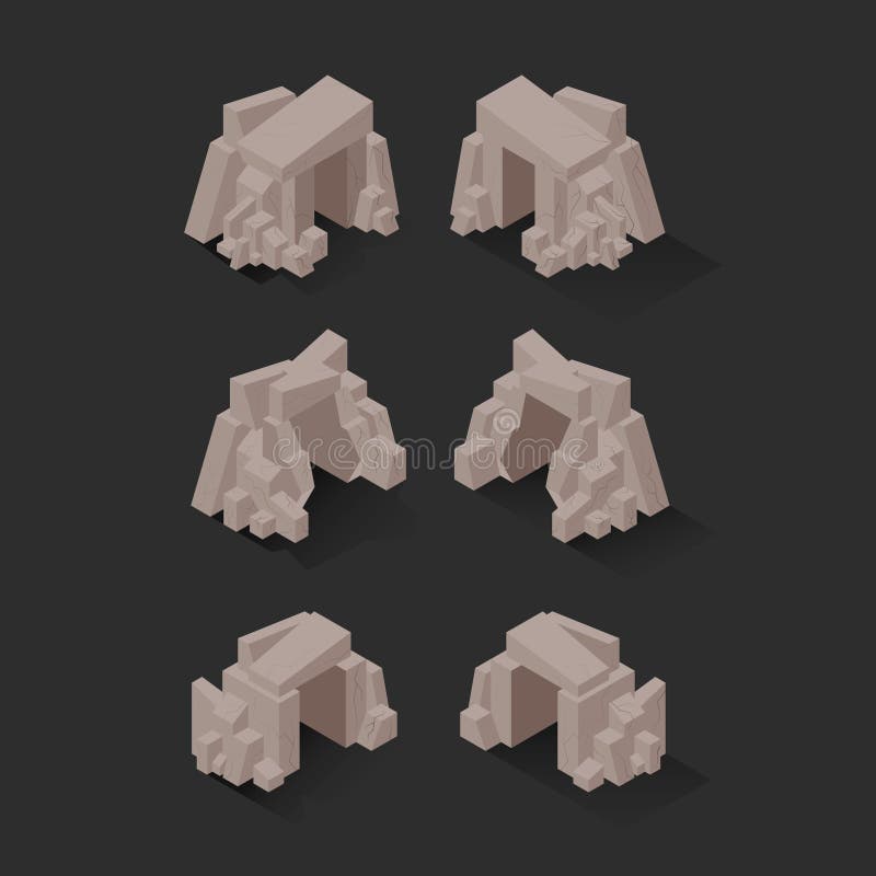 Isometric Stone Age People and Weapons. Vector Illustration Decorative ...