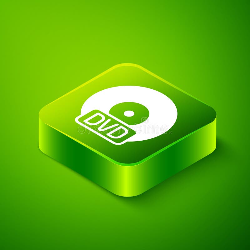 Isometric CD or DVD Disk Icon Isolated on Green Background. Compact ...