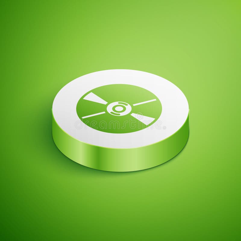 Isometric CD or DVD Disk Icon Isolated on Green Background. Compact ...