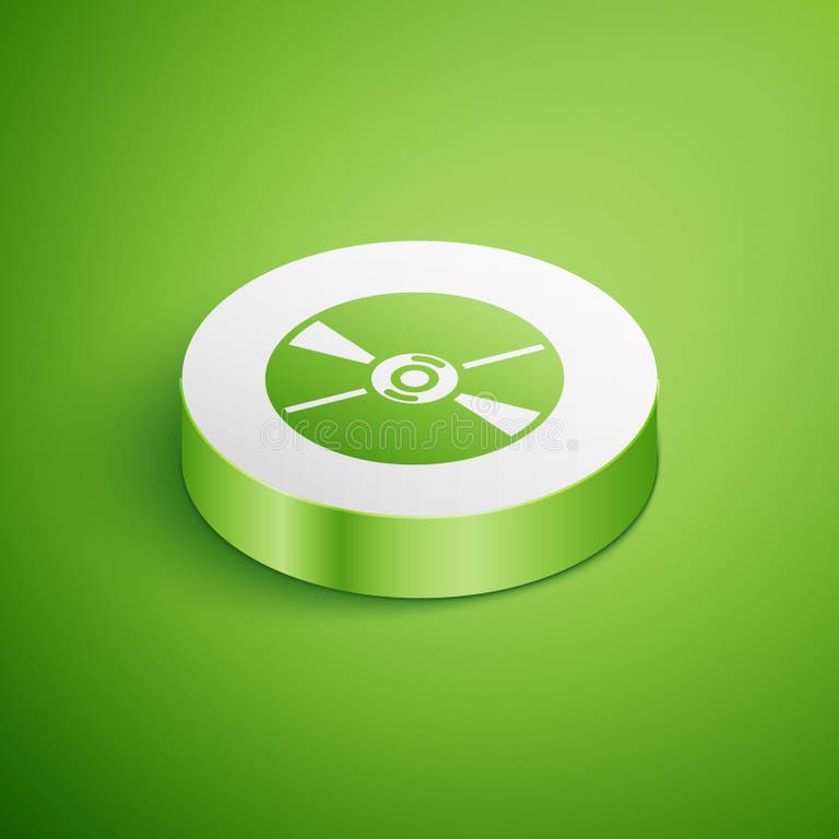 Isometric CD or DVD Disk Icon Isolated on Green Background. Compact ...