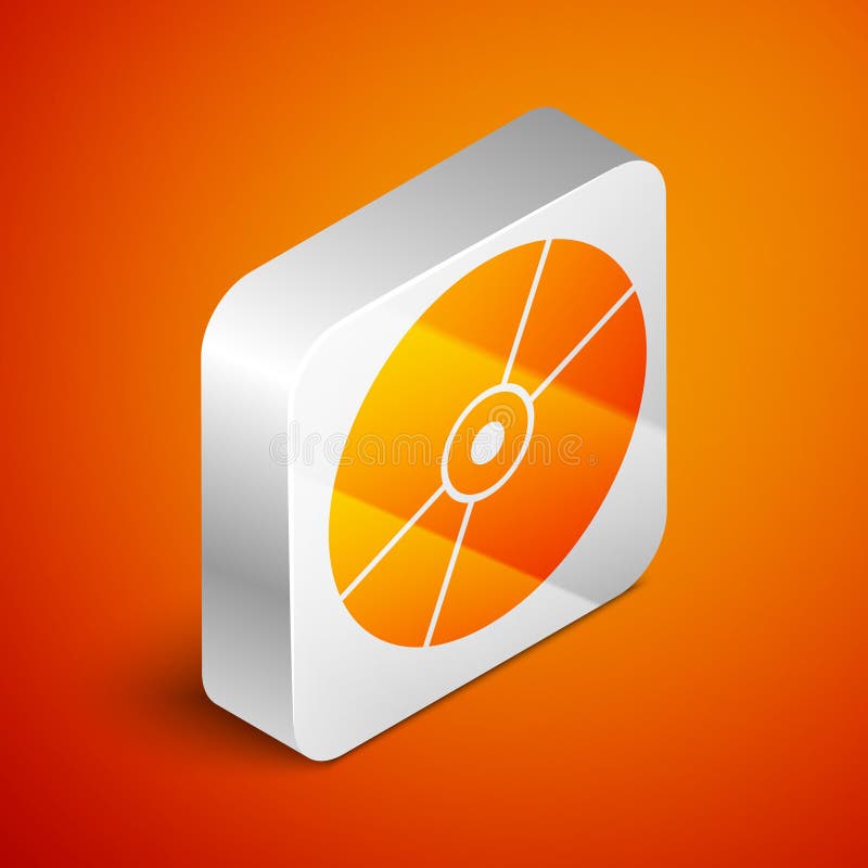 Isometric CD or DVD Disk Icon Isolated on Orange Background. Compact ...