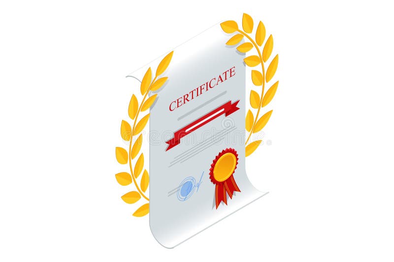 Isometric Certificate Template Icon Retro Design Stock Vector ...