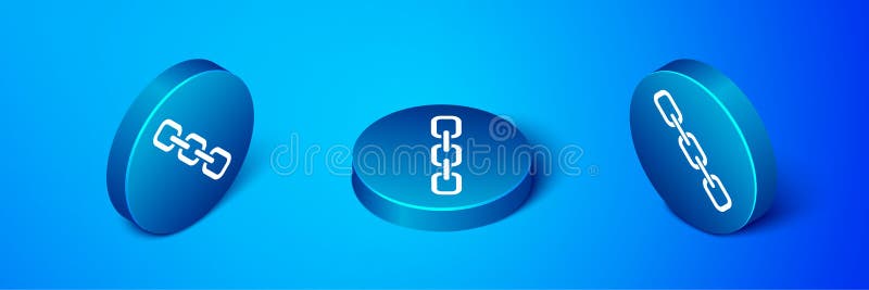 Isometric Chain Link Icon Isolated on Blue Background. Link Single ...
