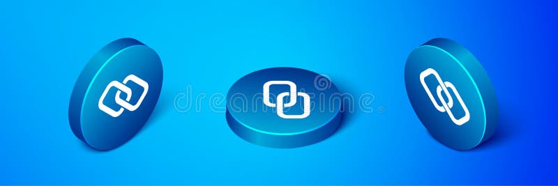 Isometric Chain Link Icon Isolated on Blue Background. Link Single ...