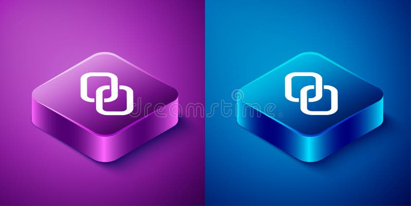 Isometric Chain Link Icon Isolated on Blue and Purple Background. Link ...