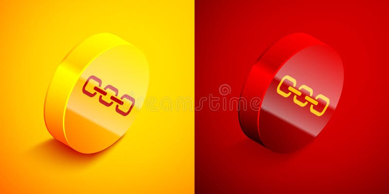 Isometric Chain Link Icon Isolated on Orange and Red Background. Link ...
