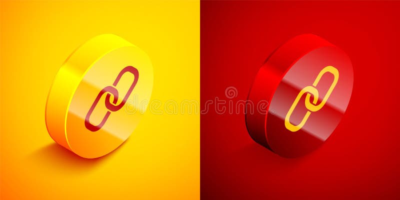 Isometric Chain Link Icon Isolated on Orange and Red Background. Link ...
