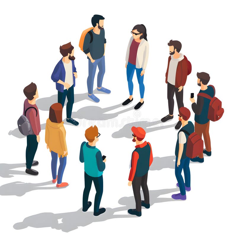 Isometric Character Design Group of People Talking,vector Graphic by ...