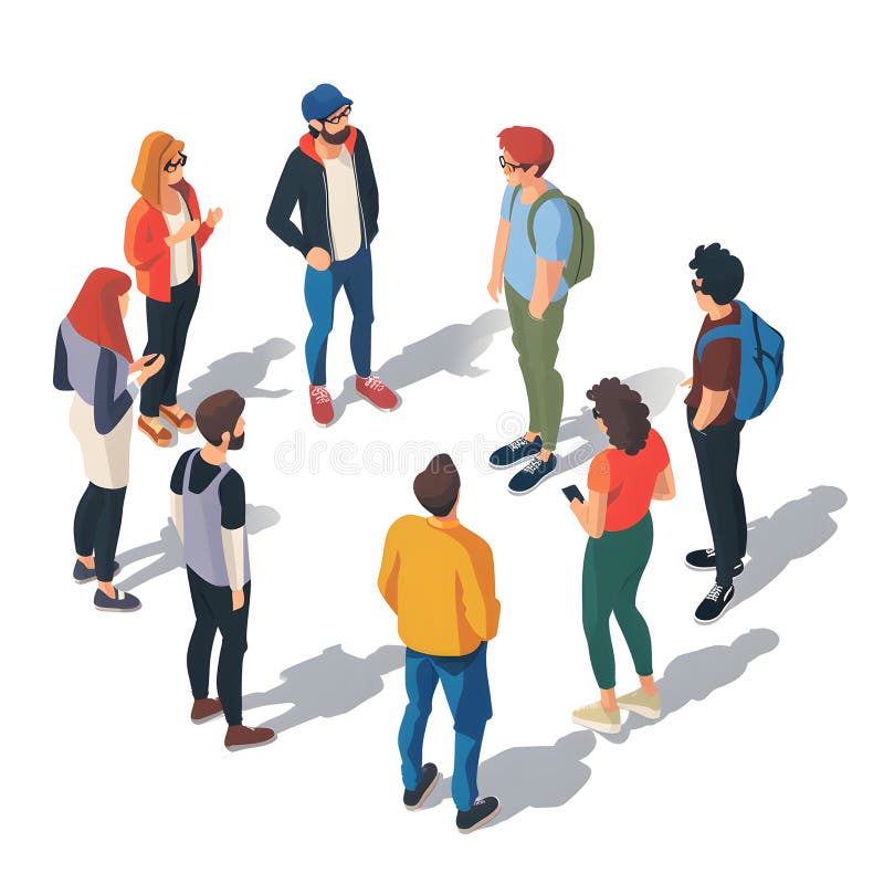Isometric Character Design Group of People Talking,vector Graphic by ...