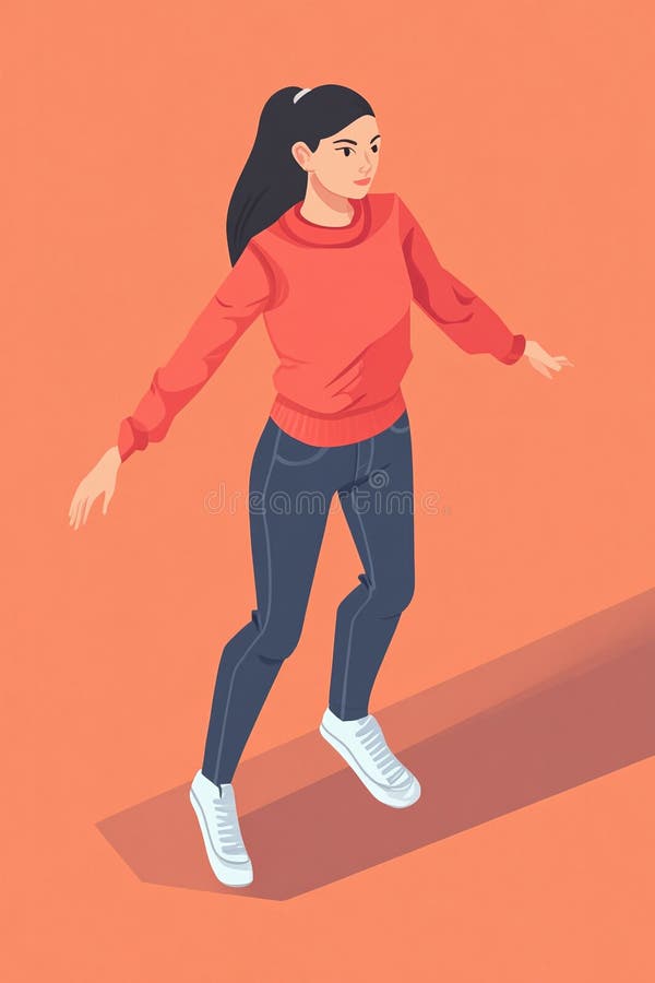 Isometric Character of a Fashion Model Posing Confidently. Stock ...