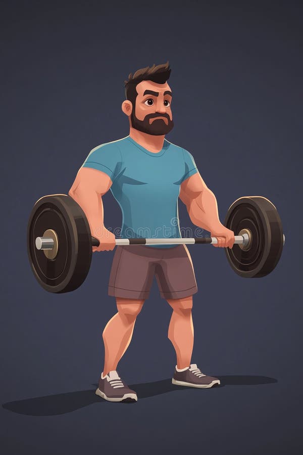 Isometric Character of a Gym Trainer Lifting Weights. Stock ...