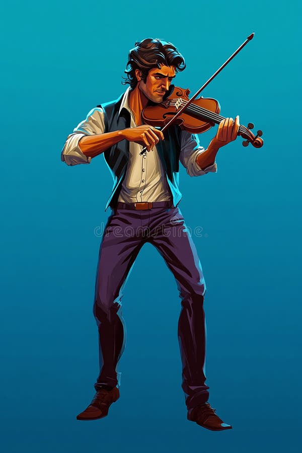 Isometric Character of a Musician Playing the Violin. Stock Illustration - Illustration of ...