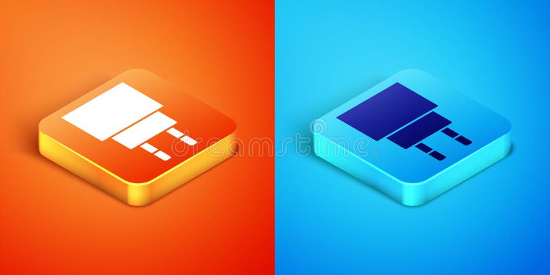 Isometric Charger Icon Isolated on Orange and Blue Background. Vector ...